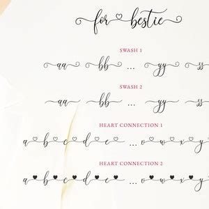 For Bestie Font Script Font Handwritten Font Valentines Font Heart Font Heart Swash Heart