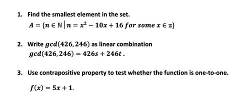 Solved Find The Smallest Element In The Set A N E Chegg Com
