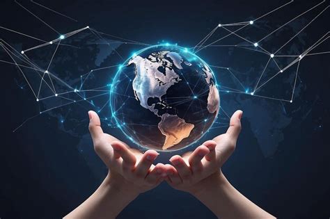 Premium Photo Abstract Palm Hands Holding Global Network Connections Innovative Technology In