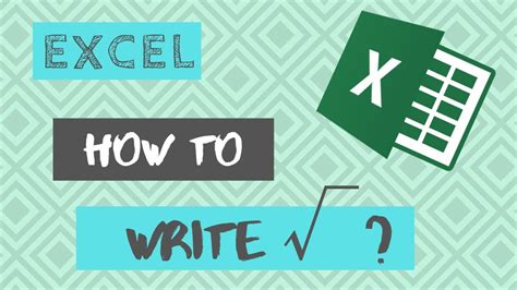 Excel Tips How To Type The Square Root Symbol √ In Excel Youtube