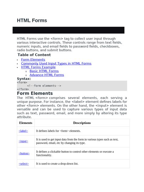 Html Forms Pdf Html Computer Science