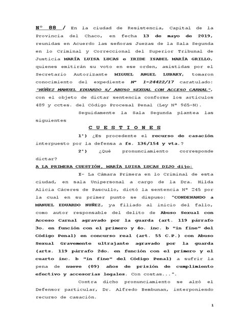 Fallo Nuñez 88 19 Ab Sex Prescripcion Tiempos De La Víctima