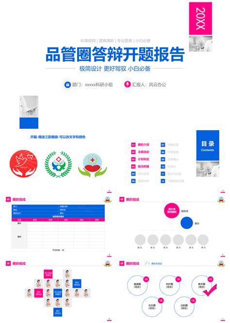 医疗品管圈开题报告答辩ppt模板下载毕业答辩风云办公