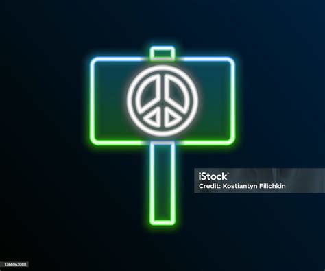 검은 색 배경에 고립 된 빛나는 네온 라인 평화 아이콘 평화의 히피 상징 다채로운 개요 개념 벡터 0명에 대한 스톡 벡터 아트 및 기타 이미지 Istock