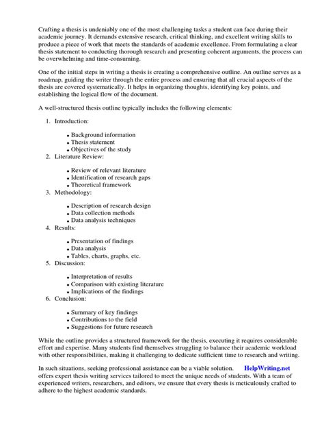 Sample Thesis Outline Pdf