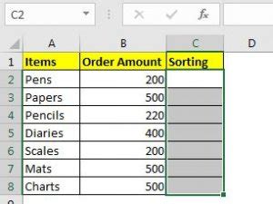 Sort Numeric Values With Excel RANK Function