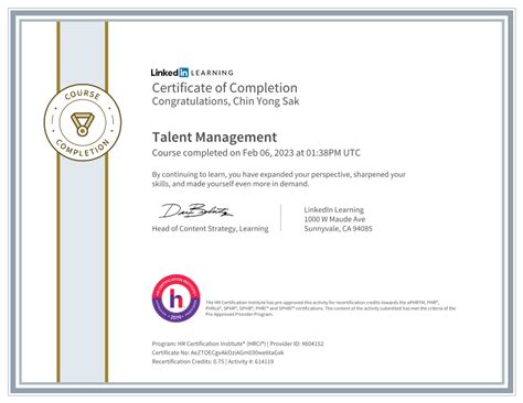 Chin Yong Sak On Linkedin Certificate Of Completion