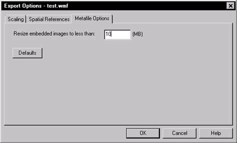 Windows Metafile WMF Export Options Dialog