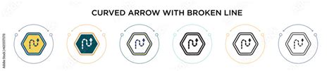Curved Arrow With Broken Line Icon In Filled Thin Line Outline And Stroke Style Vector