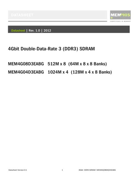 4gbit Double Data Rate 3 Ddr3 Sdram