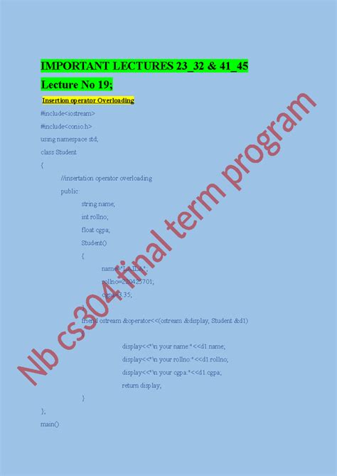 Cs304 Final Term Program File By NB IMPORTANT LECTURES 23 32 41