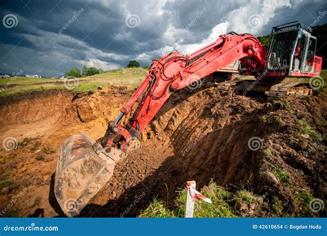 Excavator Is Loading Excavation To The Truck Excavators Are Heavy Construction Equipment