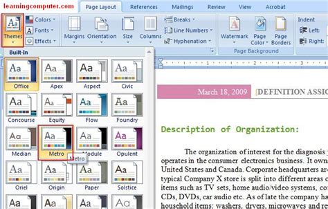 Microsoft Office Word 2007 Learn The Page Layout Tab In Ms Word It Online Training