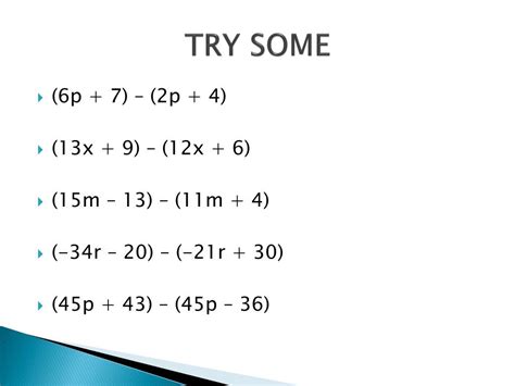 PPT ADDING SUBTRACTING BINOMIALS WITH POLYNOMIALS PowerPoint Presentation ID