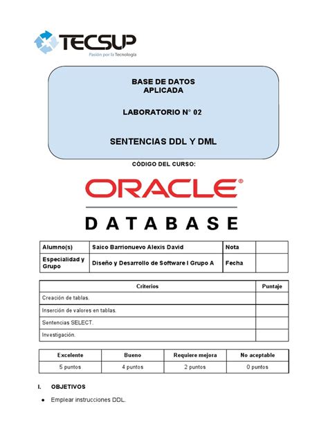 Lab 2 Sentencias Ddl Y Dml Pdf