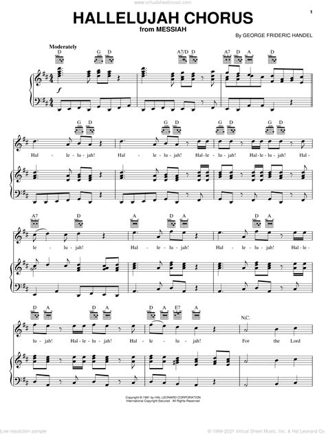Hallelujah Chorus Sheet Music For Voice Piano Or Guitar Pdf Hallelujah Chorus Hymn Sheet