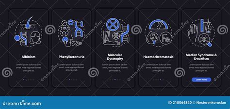 Most Common Genetic Disorders Onboarding Mobile App Page Screen With Concepts Stock Vector