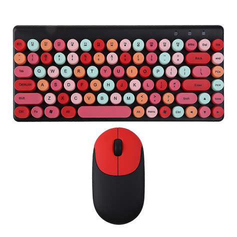 Girly Wireless Keyboard Mouse Combo Retro Punk Lipstick Round 86keycaps Office Fruugo Tr
