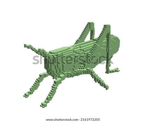 Grasshopper Made Cubes Voxel Art Futuristic Stock Vector Royalty Free