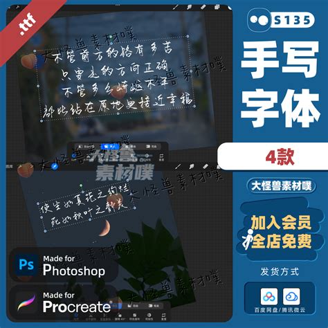 Procreate字体文艺钢笔手写字体mac电脑字体安装包中文字体下载ps虎窝淘
