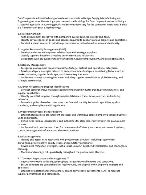 Procurement Methodology Pdf Procurement Supply Chain