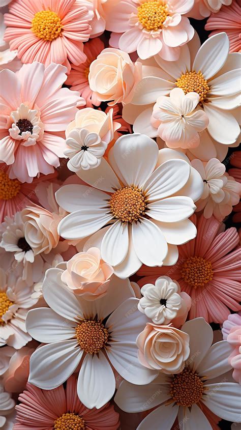 Fondo De Pantalla De Teléfono Con Patrón Floral Estético Foto Premium