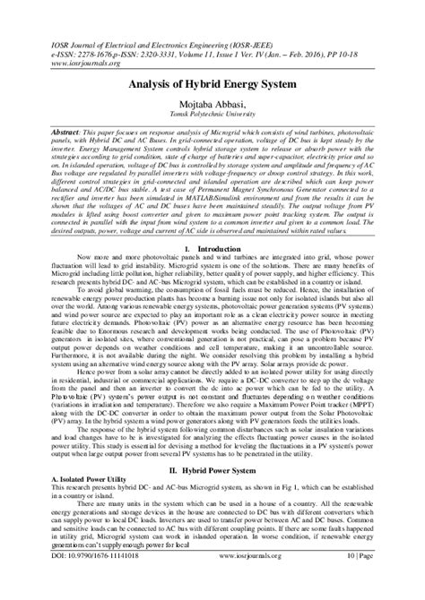 Pdf Analysis Of Hybrid Energy System