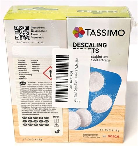 New Bosch Original Tassimo Descaling Tablets Multi Pack 8 Tablets 4 X 2