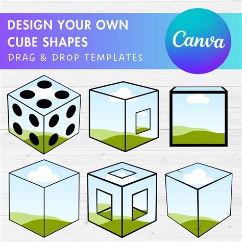 Design Your Own Cube Canva Frames 3d Cube Canva Template Geometric