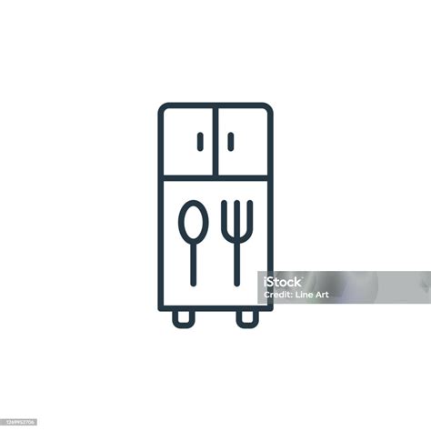 부엌 개념에서 찬장 아이콘 벡터 찬장 편집 가능한 스트로크의 얇은 선 그림입니다 웹 및 모바일 앱 로고 인쇄 미디어에 사용할 수