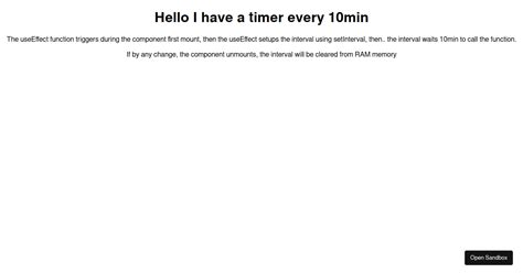 Reactjs Call Function Every 10min Codesandbox