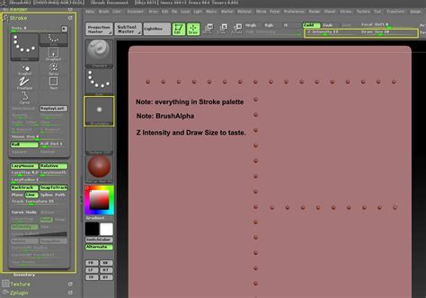 draw a series of rivets with mesh insert zbrushcentral