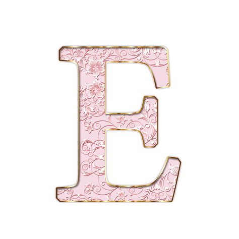 Pink Floral Alphabet The Letter E