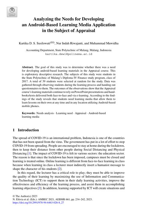 Pdf Analyzing The Needs For Developing An Android Based Learning