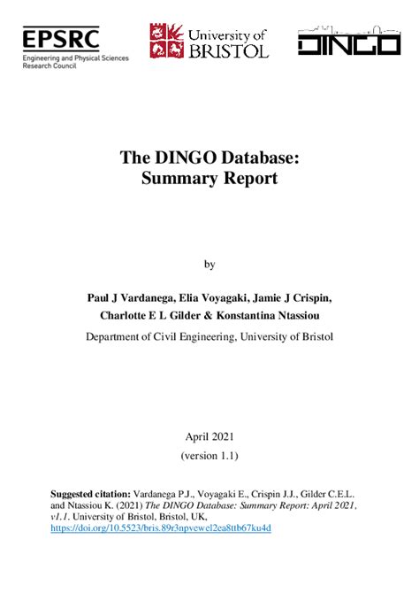 Pdf The Dingo Database Summary Report Version 11