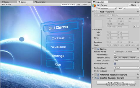 Unity3d Canvas 的三种渲染模式 Screen Space Overlay Screen Space Camera World Spaceunity Canvas