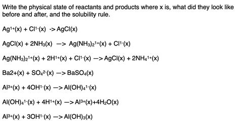 Solved Write The Physical State Of Reactants And Products