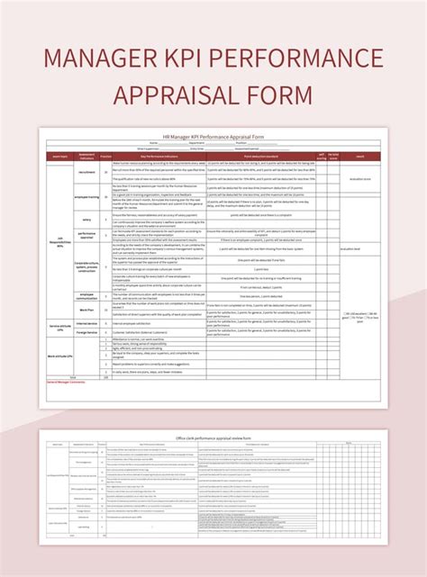 Manager KPI Performance Appraisal Form Excel Template And Google Sheets File For Free Download