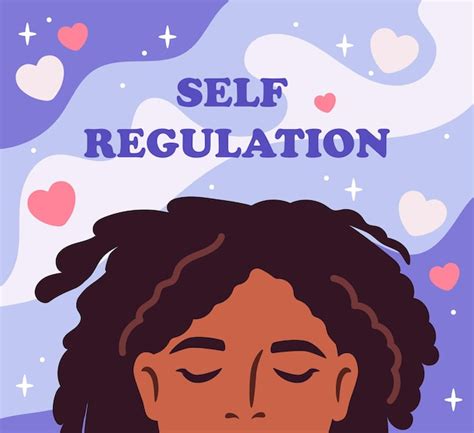 Premium Vector Self Regulation Poster Woman With Hearts Near Head
