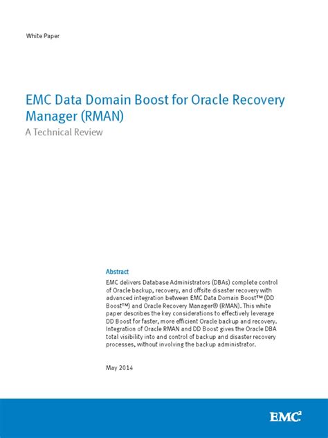 H10683 Dd Boost Oracle Rman Tech Review Wp Pdf Oracle Database Backup