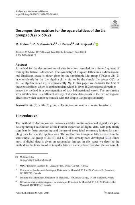 pdf decomposition matrices for the square lattices of the lie groups