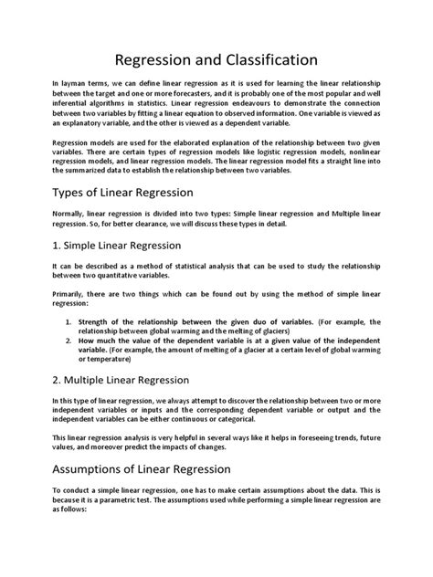 Regression And Classification Pdf Regression Analysis Least Squares