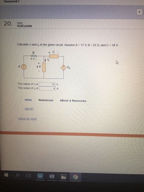 Solved Calculate V And Ix In The Given Circuit Assume A
