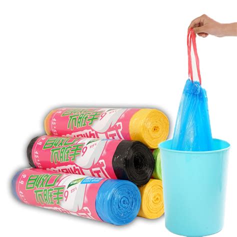 自动收口垃圾袋穿绳手提式中号家用厨房加厚抽绳式垃圾袋 虎窝淘