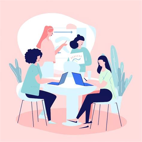 Premium Ai Image Design Thinking Team Brainstorming Flat Illustration