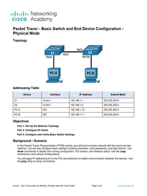 2 9 2 packet tracer basic switch and end device configuration physical mode es xl pdf ip