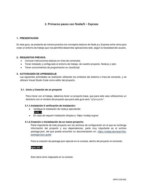 1 Primeros Pasos Con Node Express Pdf Ingeniería Informática Arquitectura De Computadores