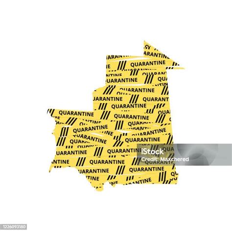 아프리카의 모리타니 검역 노란색 테이프 국가 아프리카지도 그림 흰색 배경에 격리 된 벡터 0명에 대한 스톡 벡터 아트 및 기타