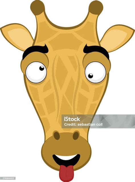 이모티콘 얼굴 캐릭터 기린 만화 광기 몸짓 곁눈질 눈 혀 밖으로 귀여운에 대한 스톡 벡터 아트 및 기타 이미지 귀여운
