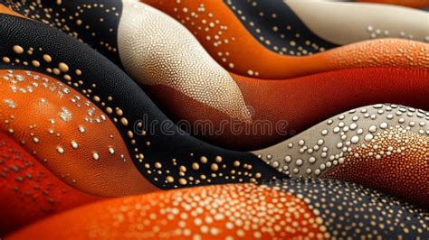 Close View Of Flowing Undulating Shapes In Red Black And Beige Showcasing Various Textures